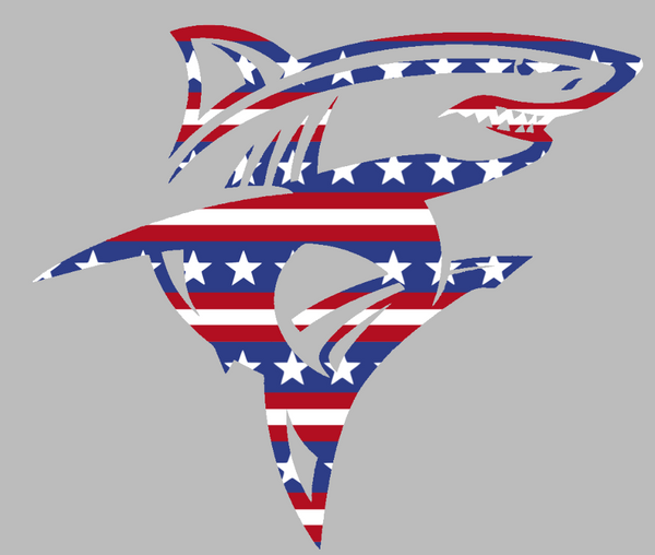 Long Island LIU Sharks Mascot Logo Stars Stripes USA Flag Vinyl Decal ...