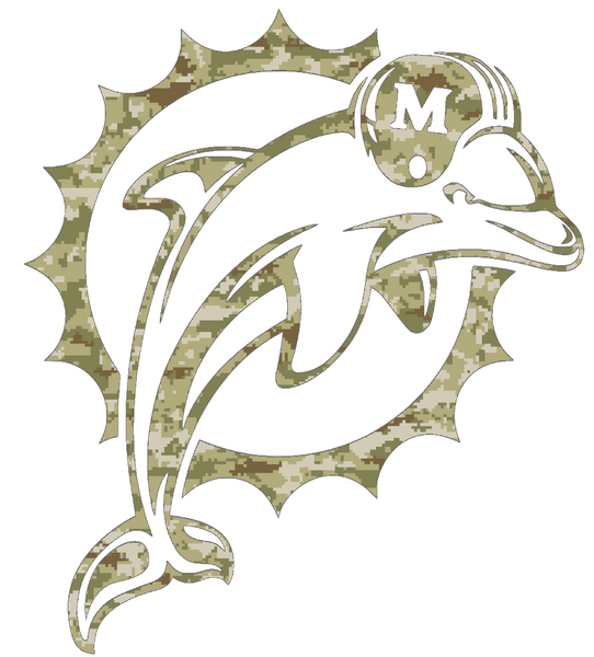 Miami Dolphins Salute Retro Throwback Logo Camouflage Camo Vinyl Decal ...