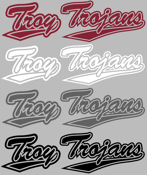 Troy Trojans Script Team Name Logo Premium Vinyl Decal PICK COLOR SIZE ...