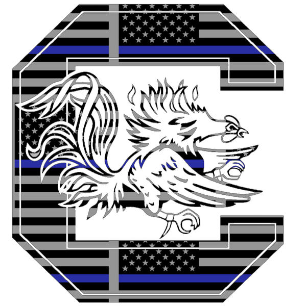 South Carolina Gamecocks Team Logo Thin Blue Line Flag Vinyl Decal ...