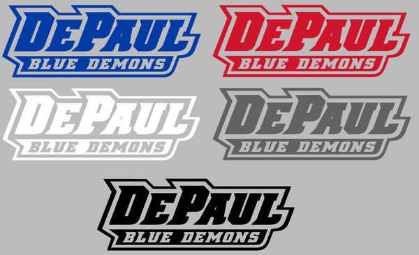 DePaul Blue Demons Team Name Logo Premium Vinyl Decal PICK COLOR SIZE ...
