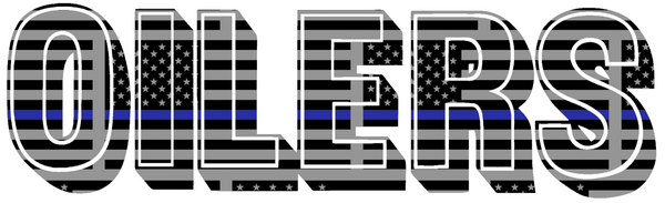 Houston Oilers Retro Team Name Logo Thin Blue Line Flag Vinyl Decal ...